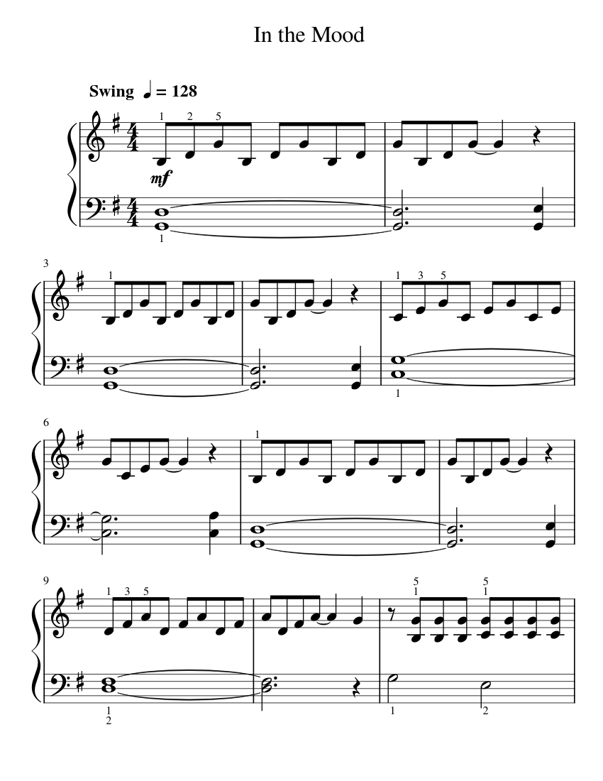 In the mood – Glenn Miller Sheet Music for Piano (Solo) easy ...