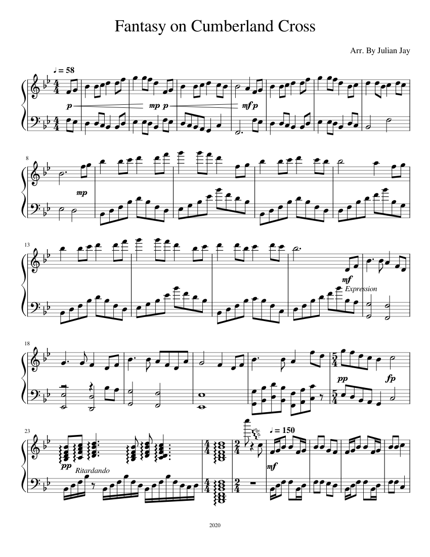 Fantasy on Cumberland Cross Sheet music for Piano (Solo) | Musescore.com