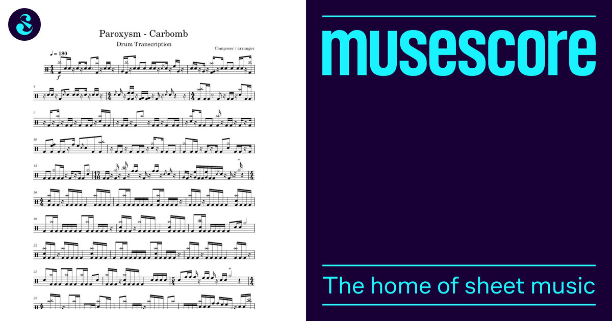 Paroxysm – Car Bomb Drum Transcription Sheet Music for Drum group (Solo ...