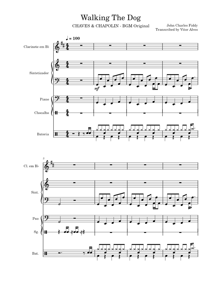 Walking the Dog – John Charles Fiddy Sheet music for Piano, Clarinet in ...