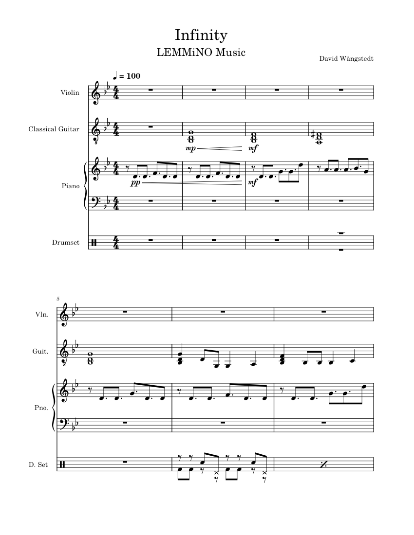 Infinity Sheet music for Piano, Violin, Guitar, Drum group (Mixed ...