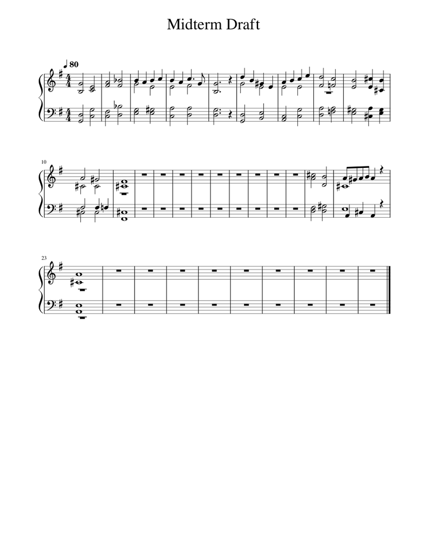 Midterm_Draft Sheet music for Piano (Solo) Easy | Musescore.com