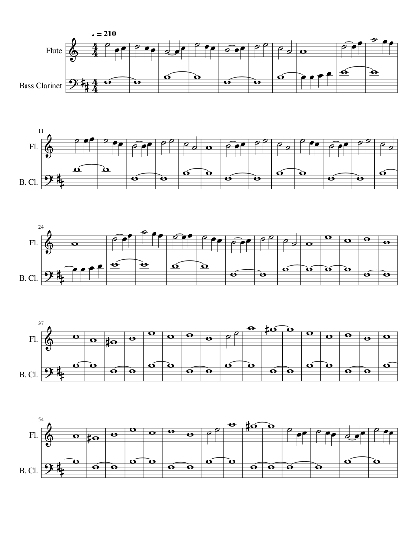 Tetris (Theme A) | Arranged for Flute and Bass Clainet Sheet Music for ...