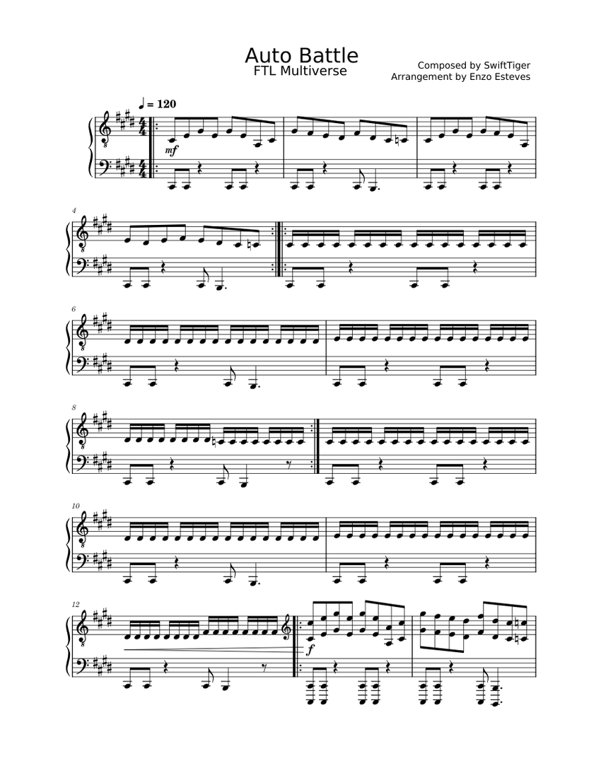 Auto Battle Sheet music for Piano (Solo) | Musescore.com
