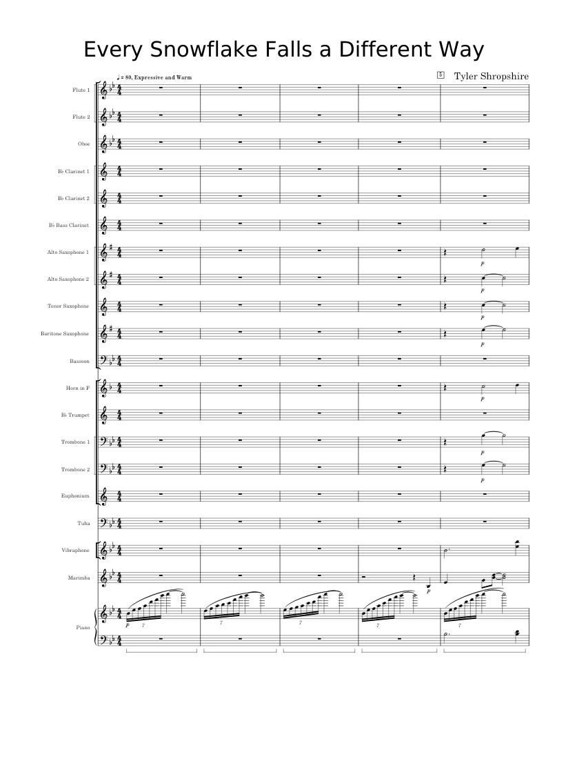 Every Snowflake Falls a Different Way Sheet music for Piano, Trombone ...