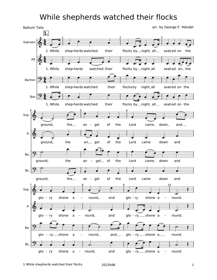 While Shepherds Watched Their Flocks – Misc Traditional Sheet music for ...