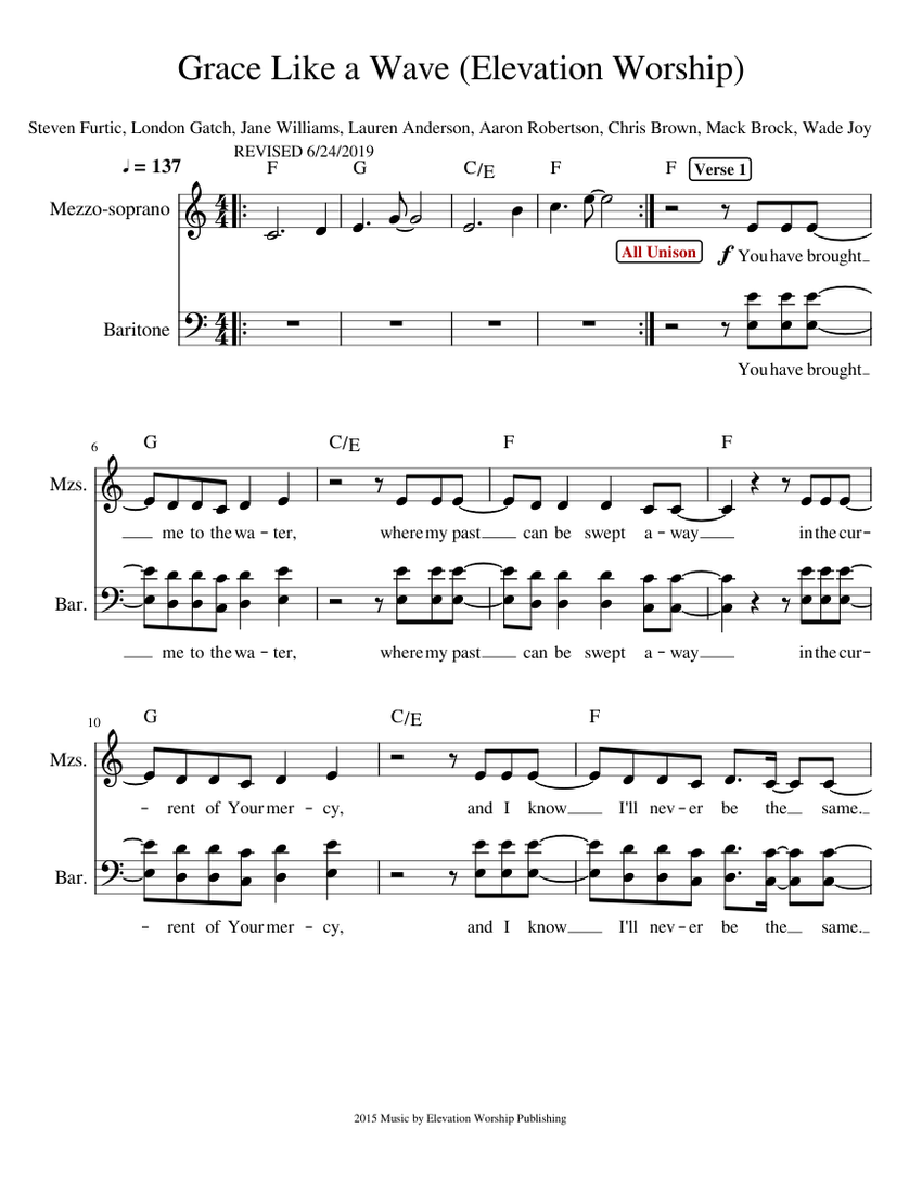 Grace_Like_a_Wave_(Elevation_Worship) Sheet music for Baritone, Mezzo ...