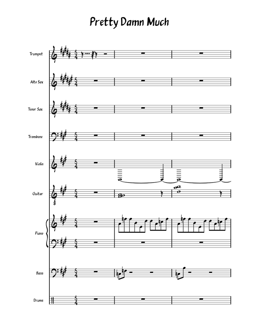 Pretty_Damn Much Sheet music for Piano, Trombone, Saxophone alto ...