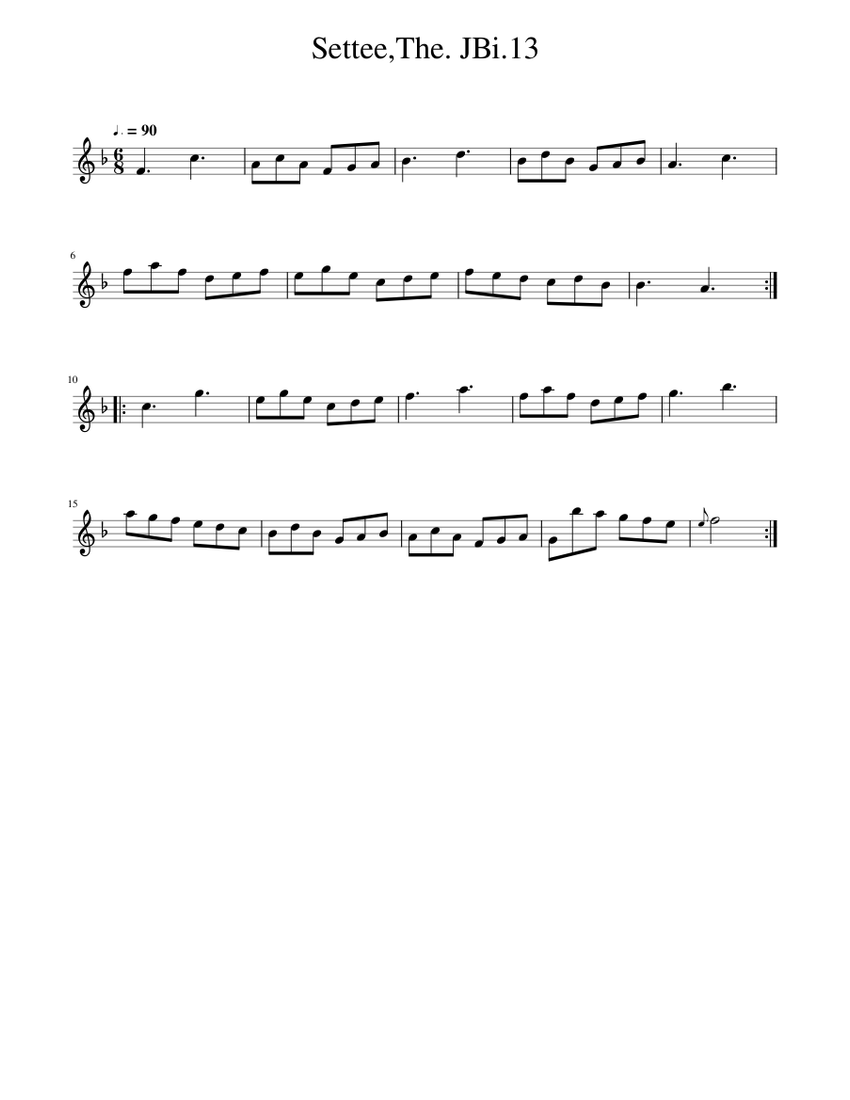 Settee,The. JBi.13 Sheet music for Piano (Solo) Easy | Musescore.com