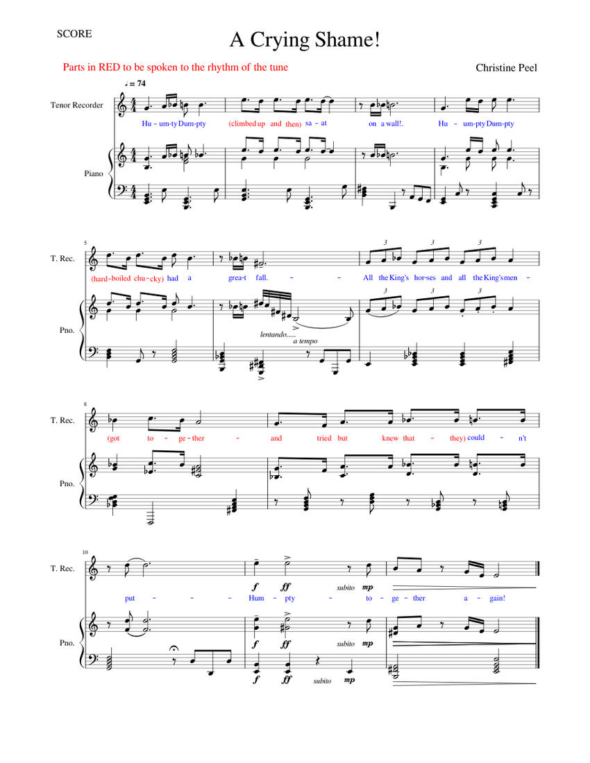 A sung-and-spoken Crying Shame! (piano & lyrics) - piano tutorial