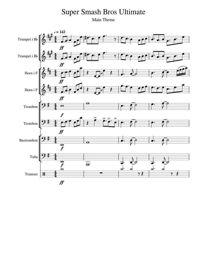 Super Smash Bros Ultimate Sheet music for Trombone, Tuba, Trombone bass ...