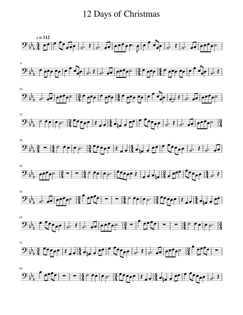 12 Days of Christmas Sheet music for Piano (Solo) Easy | Musescore.com