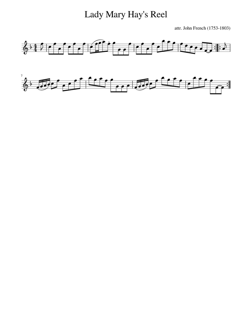 Lady Mary Hay's Reel Sheet music for Piano (Solo) | Musescore.com