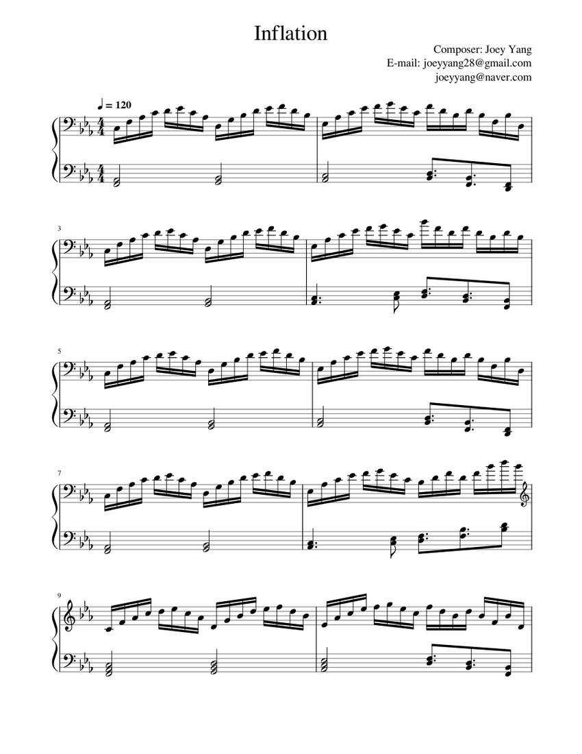 Joey Yang - Inflation for solo piano Op.26 Sheet Music for Piano (Solo ...