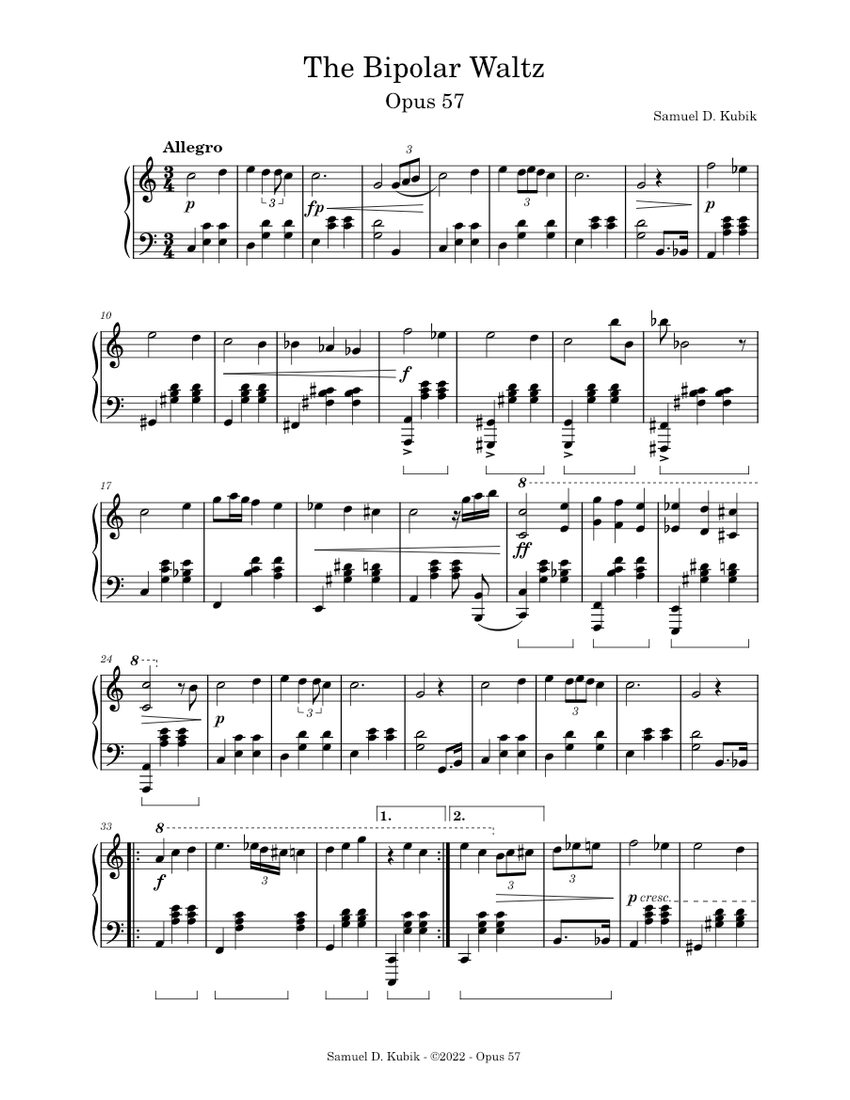 The Bipolar Waltz Sheet music for Piano (Solo) | Musescore.com