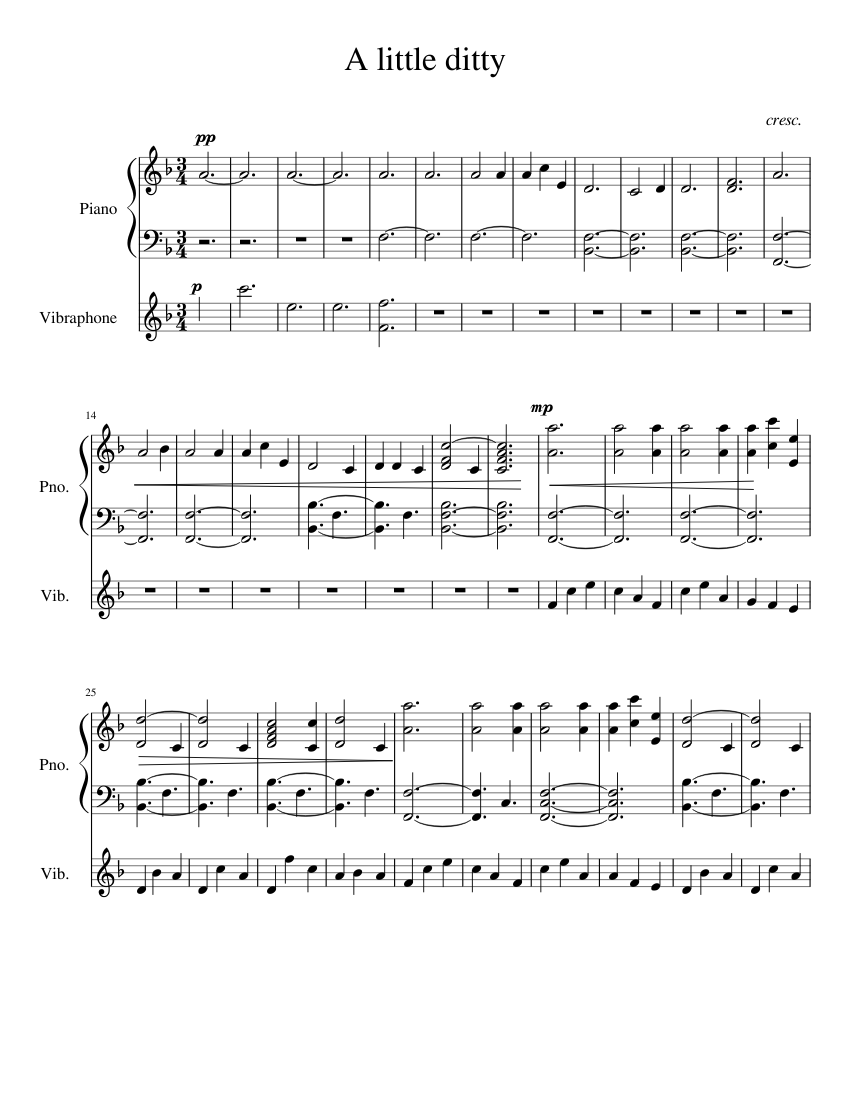 A little ditty Sheet music for Piano, Vibraphone (Mixed Duet ...