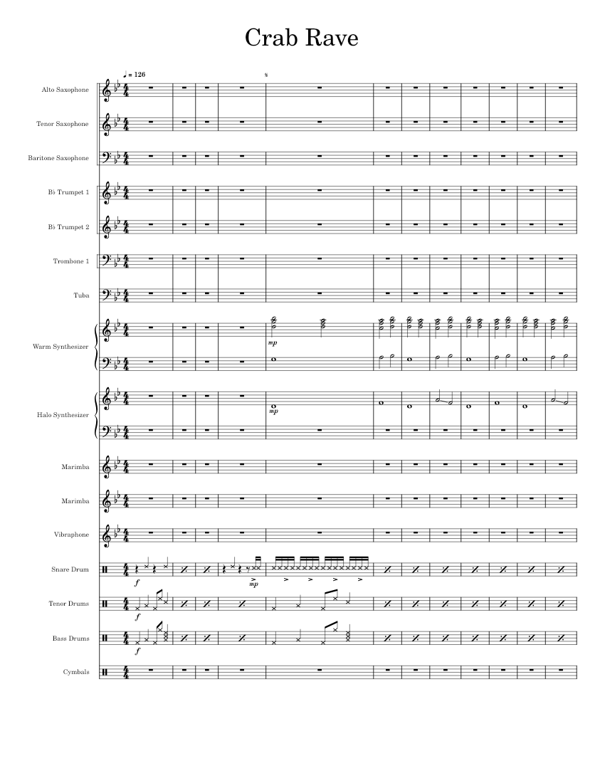 Crab_Rave Sheet music for Trombone, Cornet, Tuba, Saxophone alto & more ...