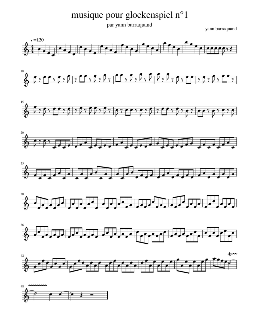 musique pour glockenspiel n°1 Sheet music for Glockenspiel (Solo ...