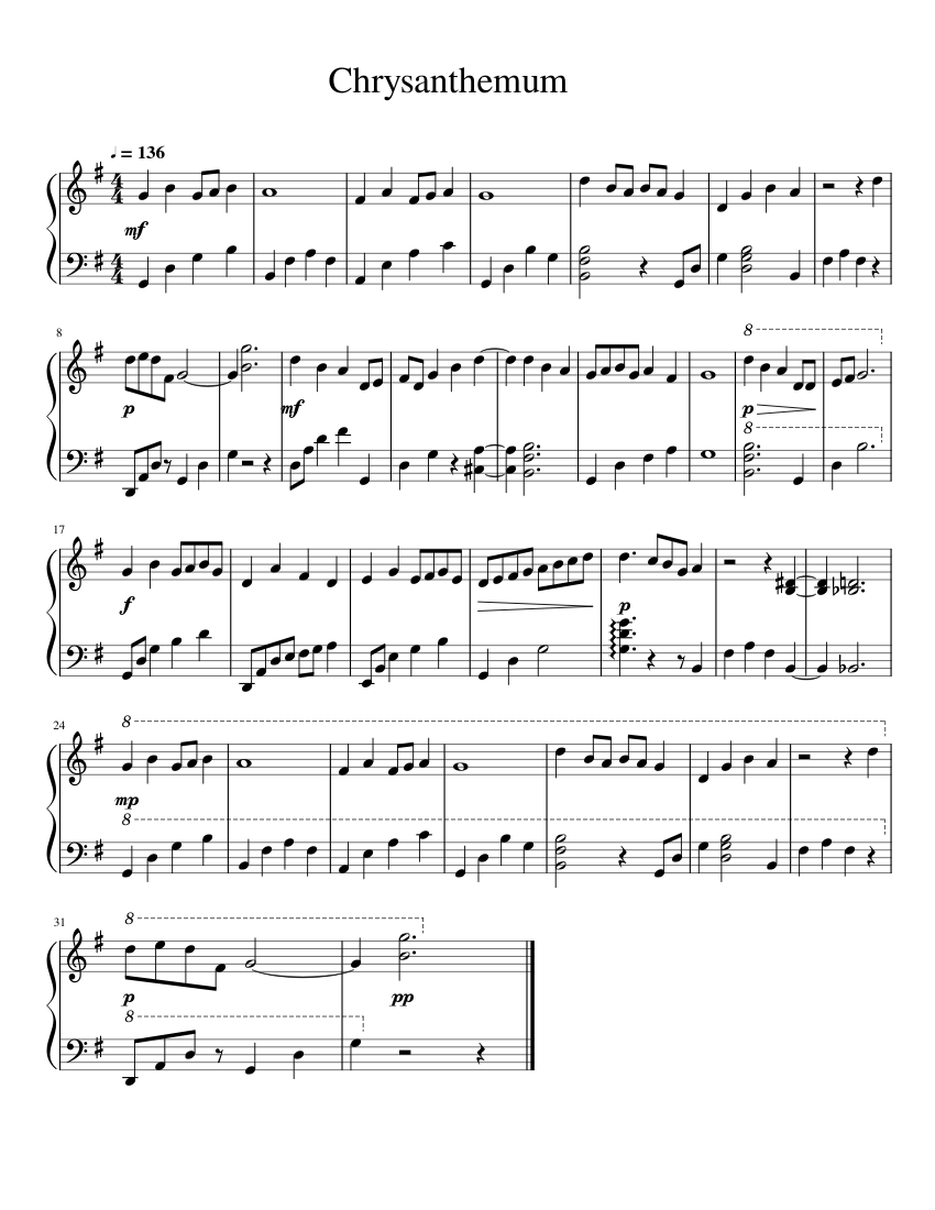 Chrysanthemum - piano tutorial