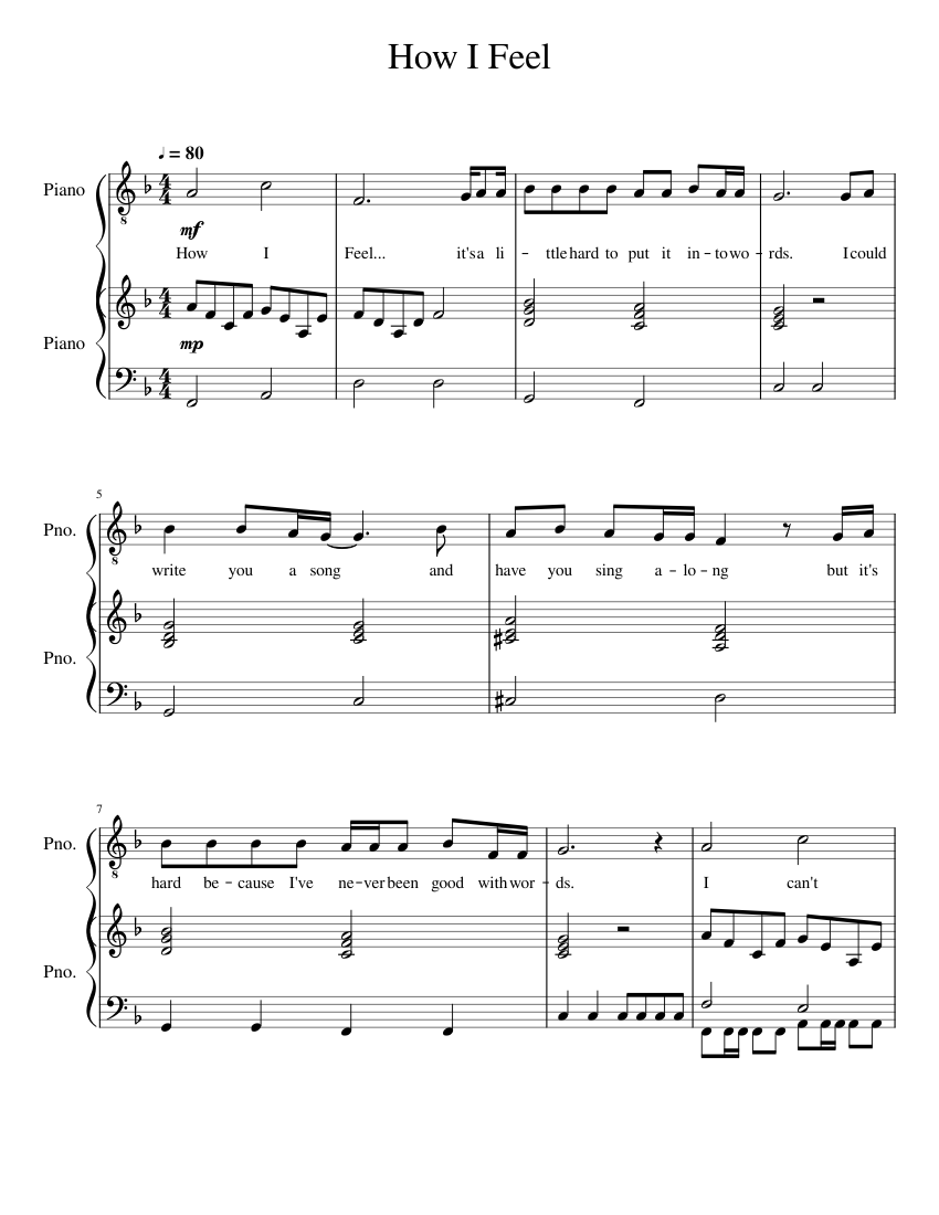 How I Feel Sheet music for Piano (Solo) | Musescore.com