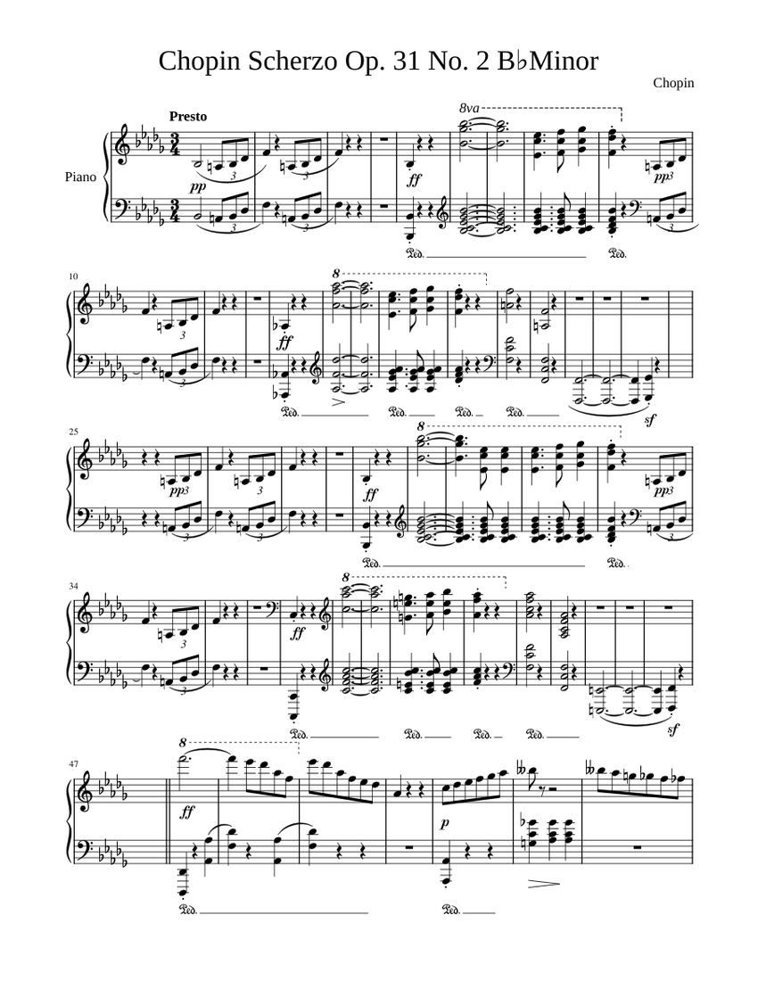 Scherzo No.2, Op.31 – Frédéric Chopin (1810 - 1849) Sheet music for Piano (Solo) | Musescore.com