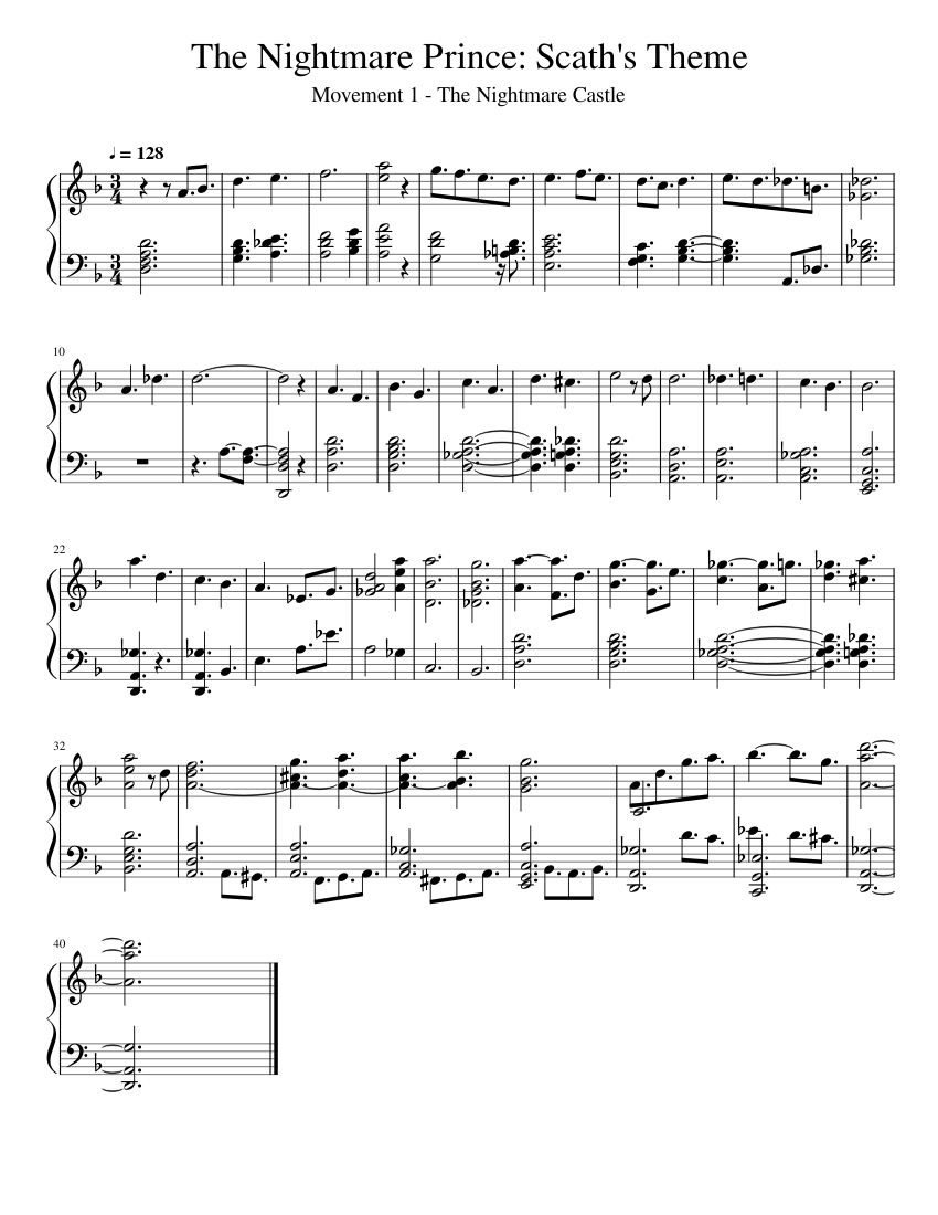The Nightmare Castle (Movement 1) Sheet music for Piano (Solo) Easy ...