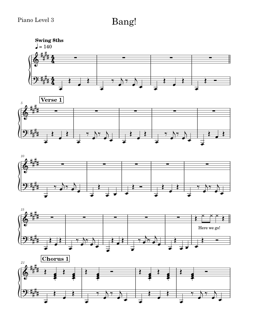 BANG! – AJR - Piano_Level_3 Sheet music for Piano (Solo) | Musescore.com
