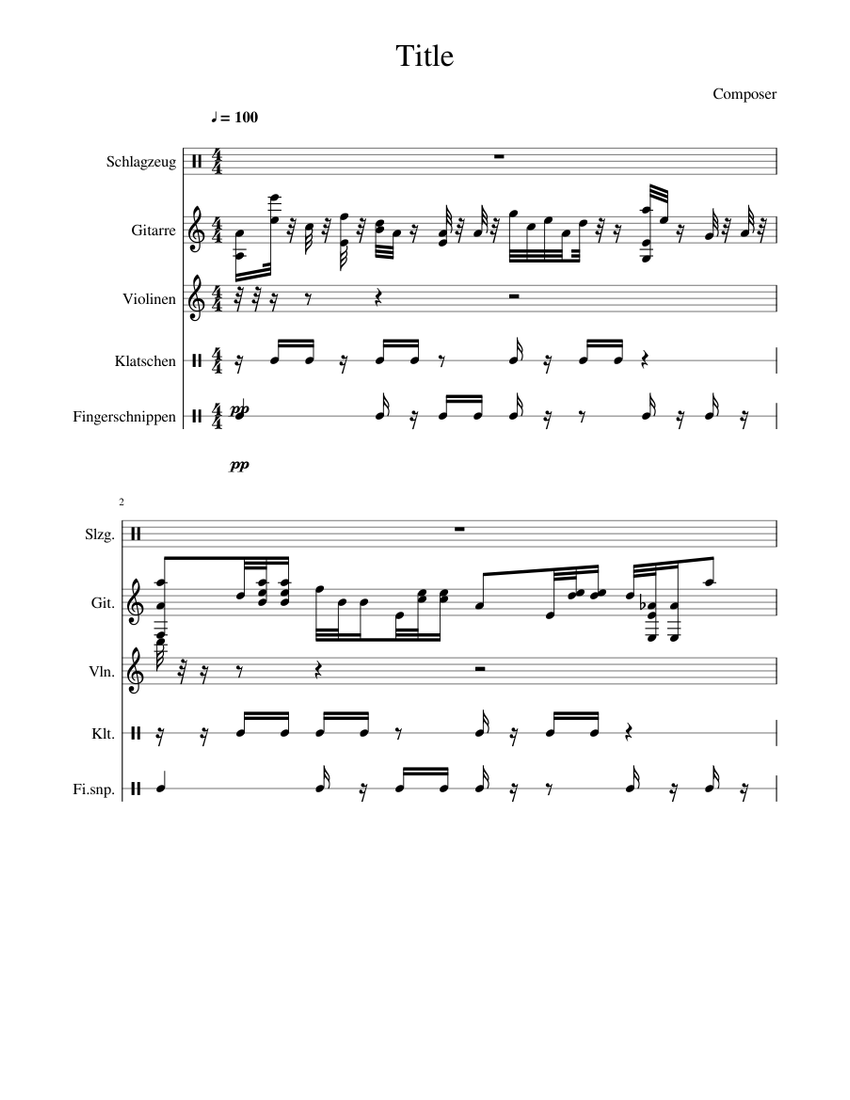 Strange Sheet music for Guitar, Drum group, Strings group, Hand clap ...