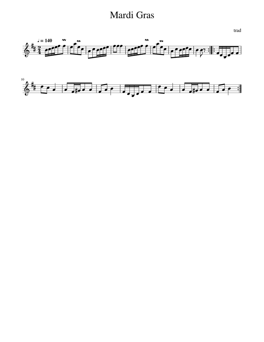 Traditional music - Mardi Gras Sheet Music for Piano (Solo) easy ...