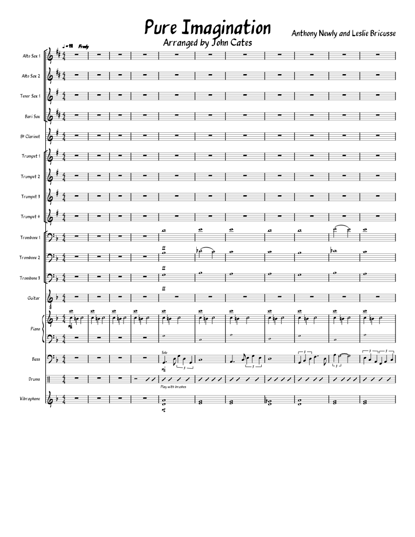 Pure Imagination Sheet Music with Chords for Piano, Trombone, Clarinet ...