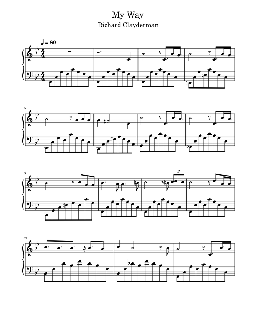 My way – Frank Sinatra My Way CLAYDERMAN 2 10 21 Sheet Music for Piano ...