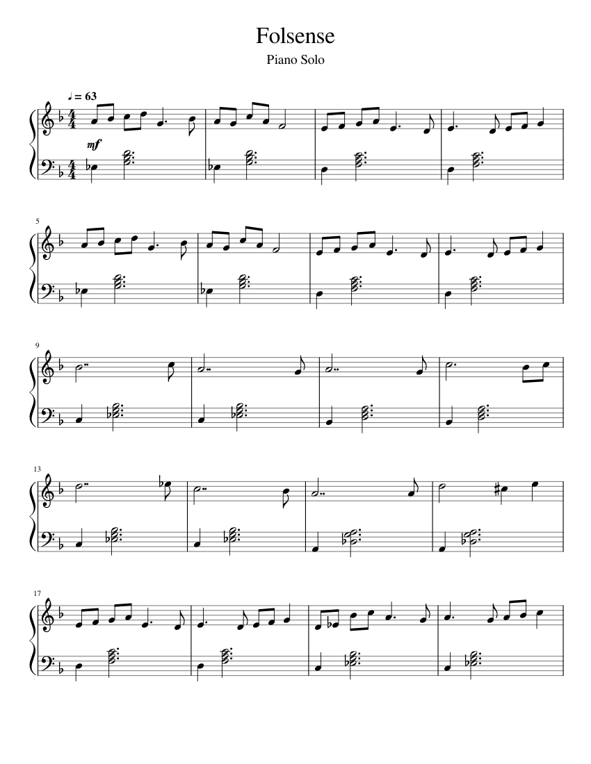 Professer Layton DB: Folsense - Piano Solo Sheet Music for Piano (Solo ...