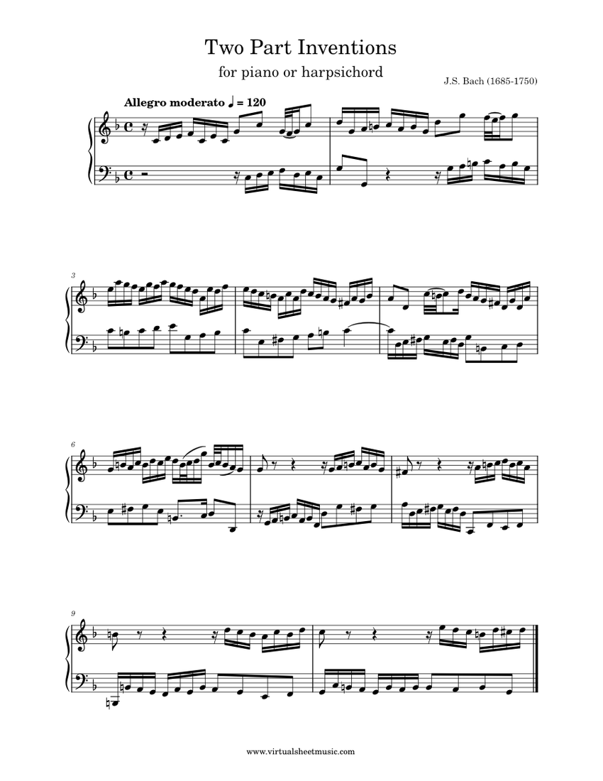 2-part Invention no.1 – Johann Sebastian Bach MUS4730 Project 2 Bach ...