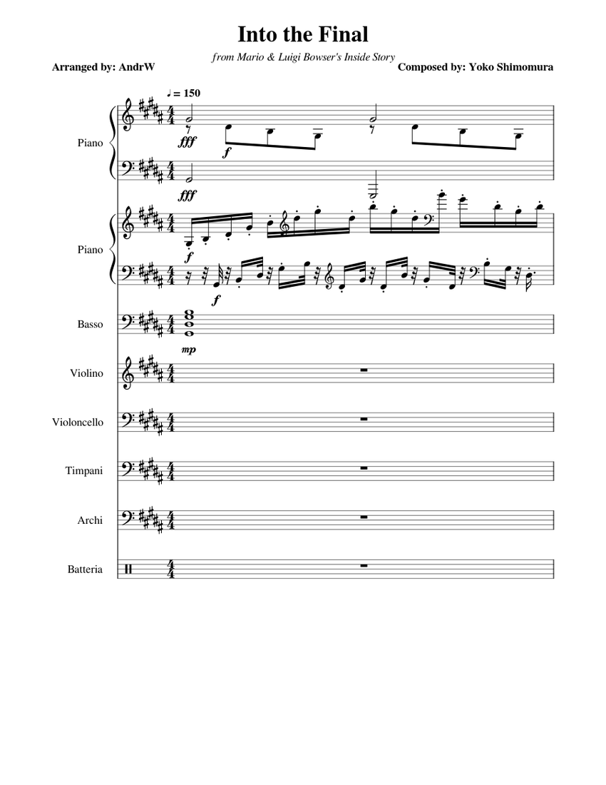 In the Final Sheet music for Piano, Bass voice, Timpani, Violin & more ...