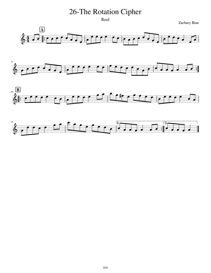 26 The Rotation Cipher Sheet Music For Mandolin Solo