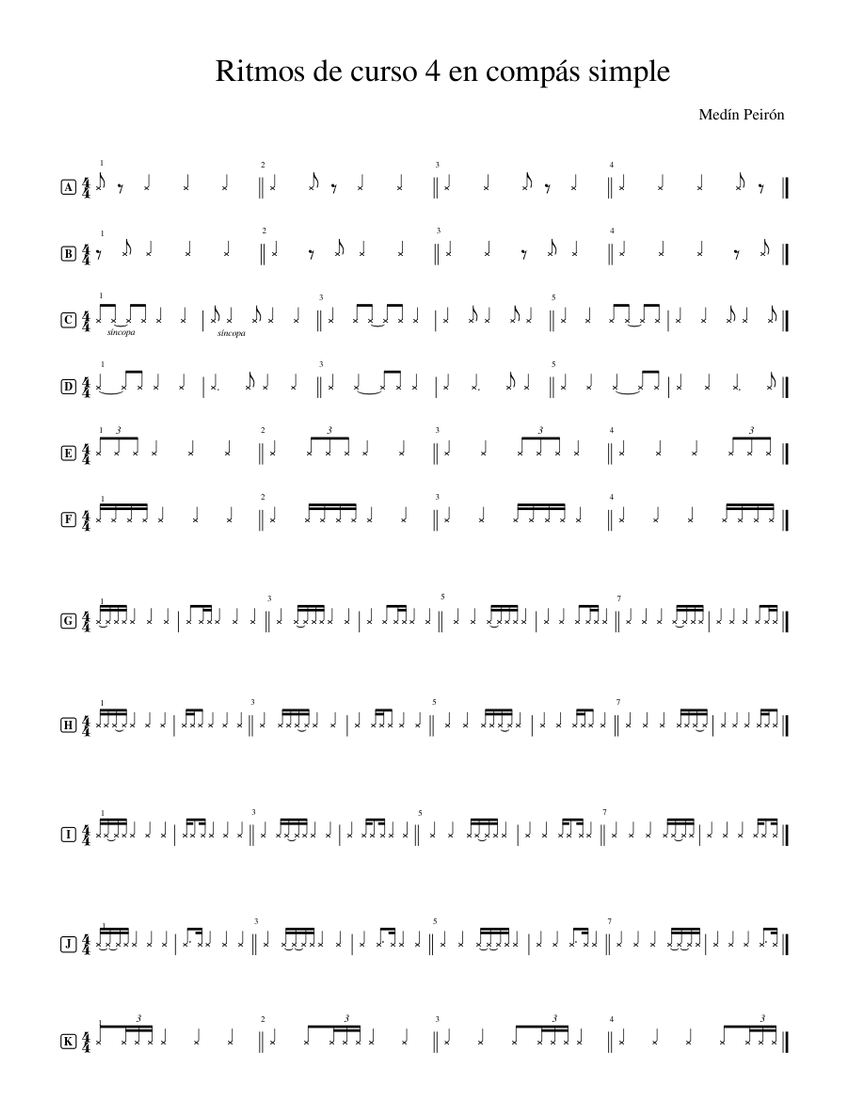 Ritmos del curso en compás simple - piano tutorial