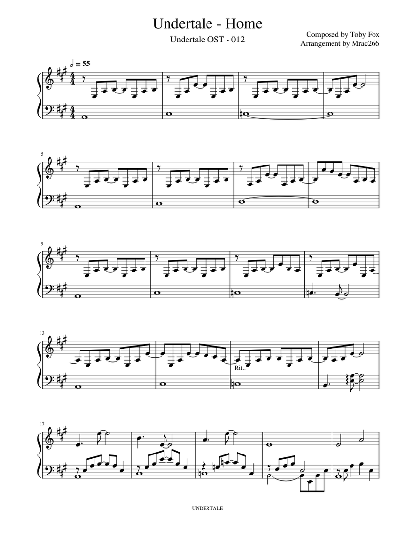 Home - Undertale – Mae Home - Undertale by Toby Fox Sheet Music for ...