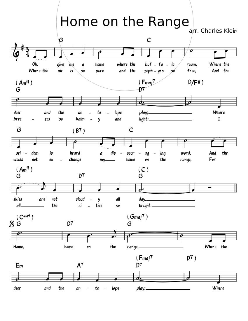Home on the Range Sheet Music with Chords for Piano (Solo) easy ...