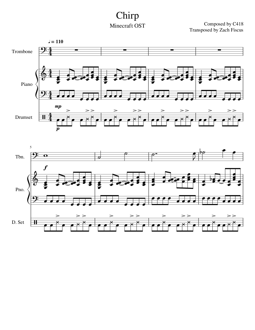 Chirp Sheet music for Piano, Trombone, Drum group (Mixed Trio ...