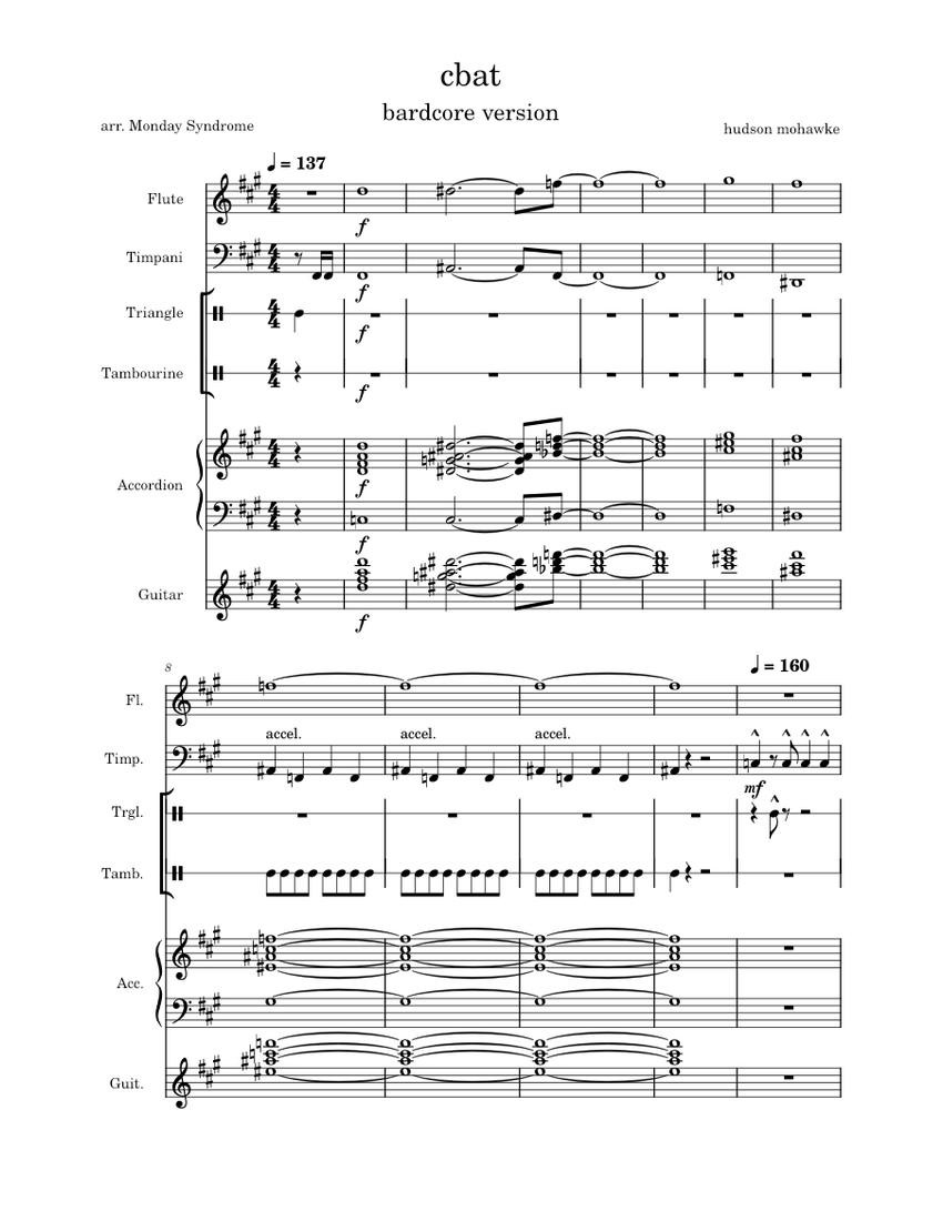 Cbat – Hudson Mohawke cbat (bardcore ver.) Sheet music for Accordion ...