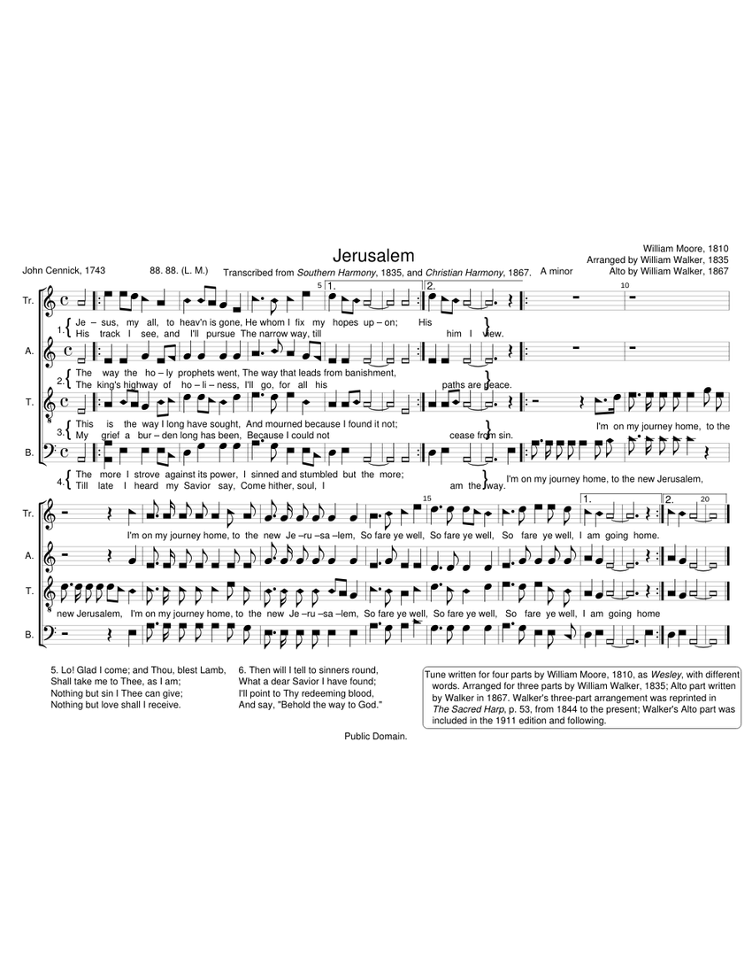 Jerusalem Sheet Music for Tenor, Bass voice, Vocals (Choral ...