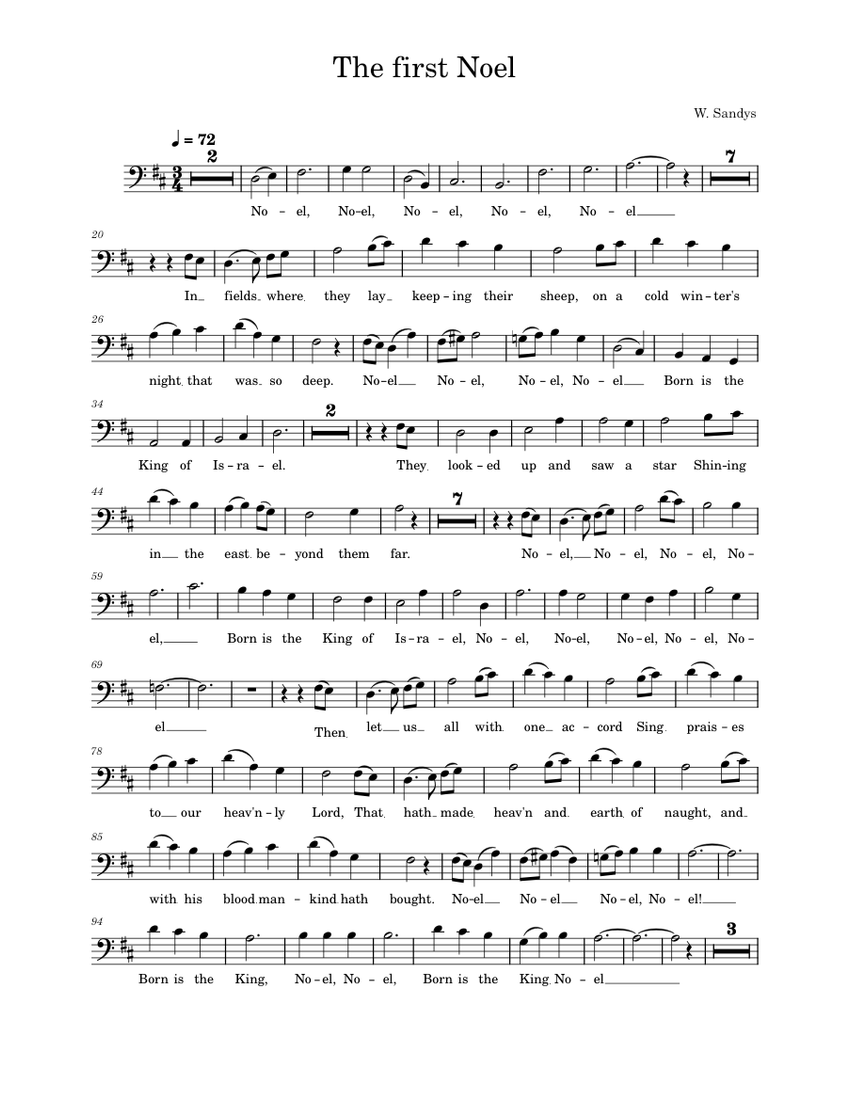 D. Forrest, The first Noel Sheet Music for Piano (Solo) Easy ...