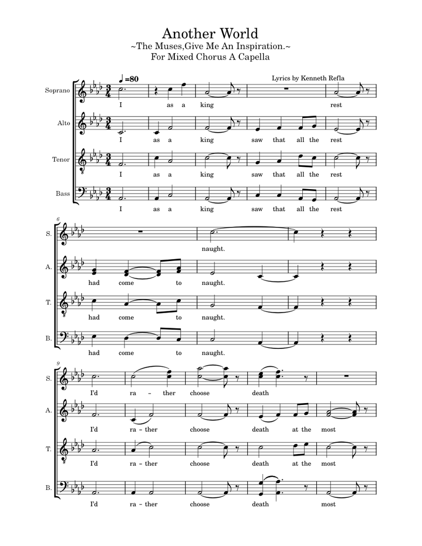 Another World – 2933 Sheet music for Soprano, Alto, Tenor, Bass voice ...