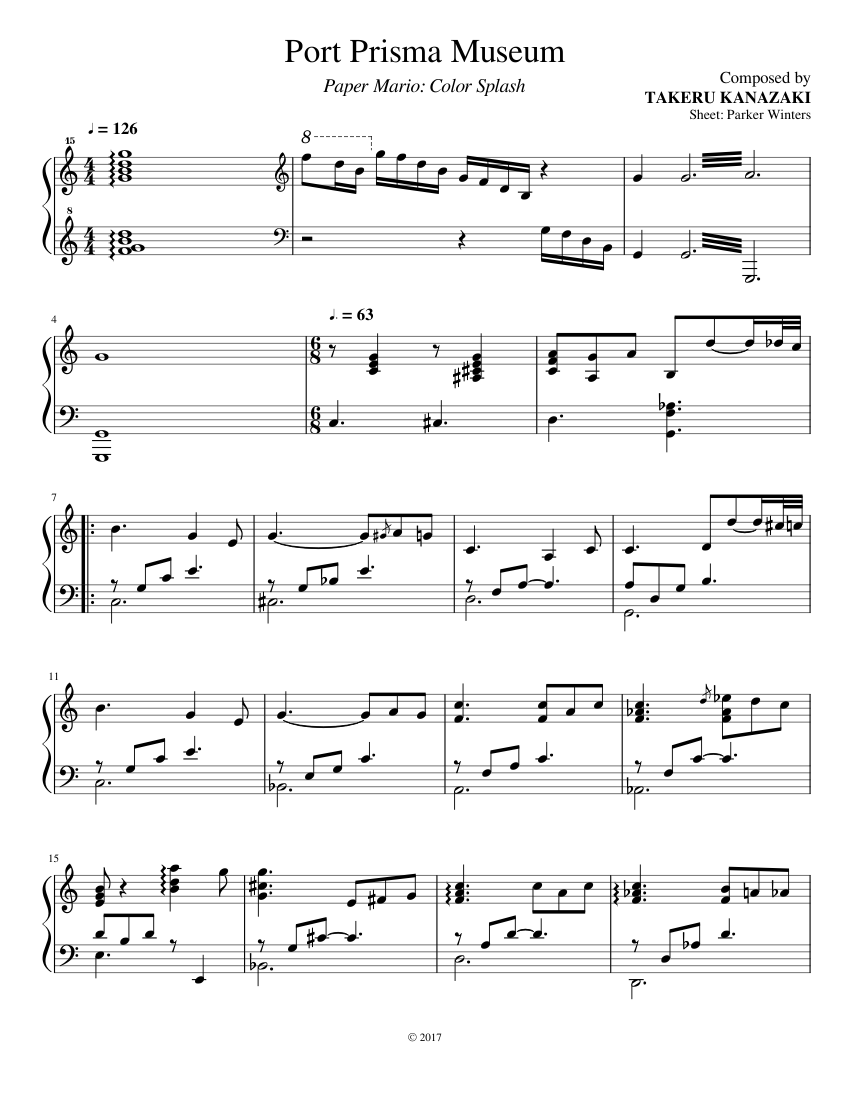 Port Prisma Museum - Paper Mario: Color Splash Sheet Music for Piano ...
