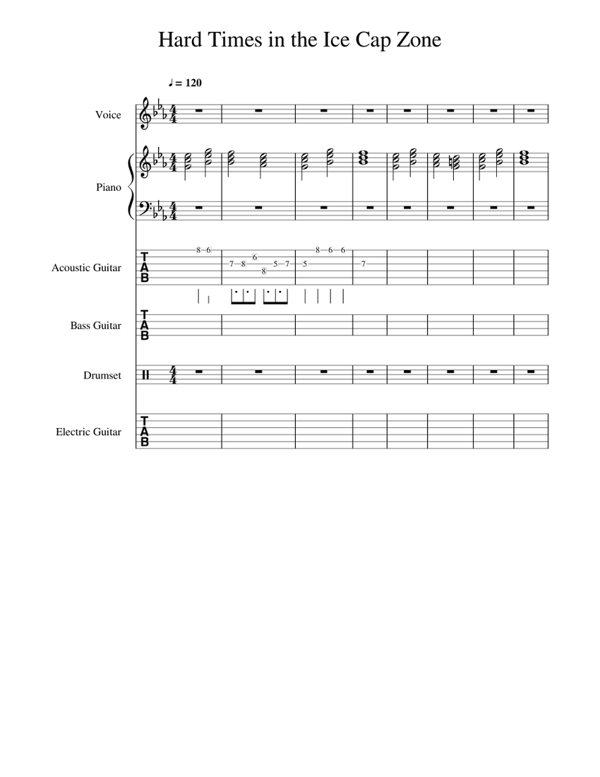 Hard Times in the Ice Cap Zone Sheet Music and Tab for Piano, Vocals ...