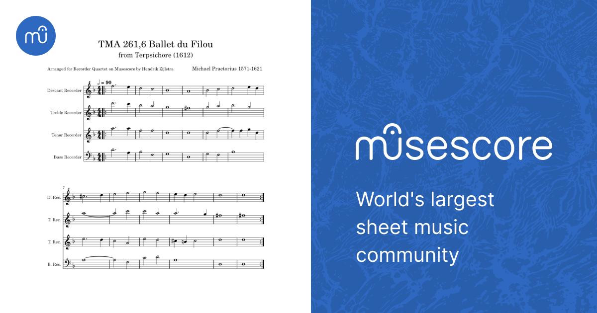 TMA 261,6 Praetorius Michael, TMA 261,6 Ballet du Filou, Recorder SATB ...