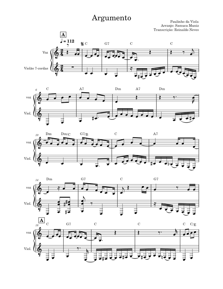 Argumento – Paulinho da Viola - Violão sete cordas Sheet Music with ...