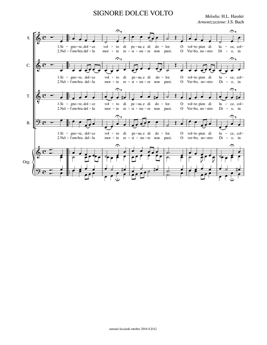 SIGNORE_DOLCE_VOLTO Sheet music for Soprano, Alto, Tenor, Bass voice ...