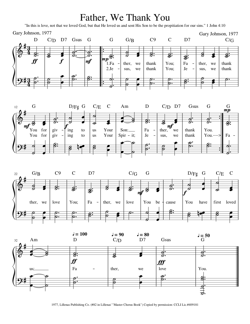 Father, We Thank You Sheet Music for Piano (Solo) Easy | MuseScore.com