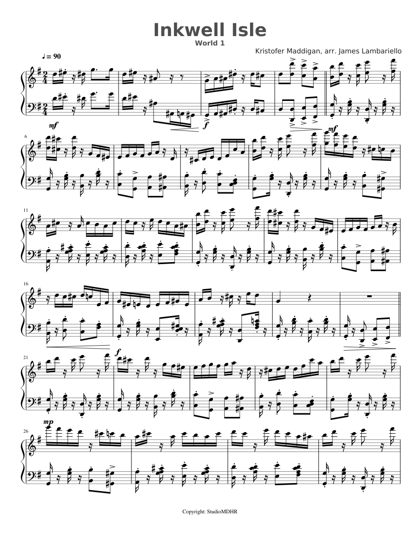 Inkwell Isle Sheet Music for Piano (Solo) | MuseScore.com